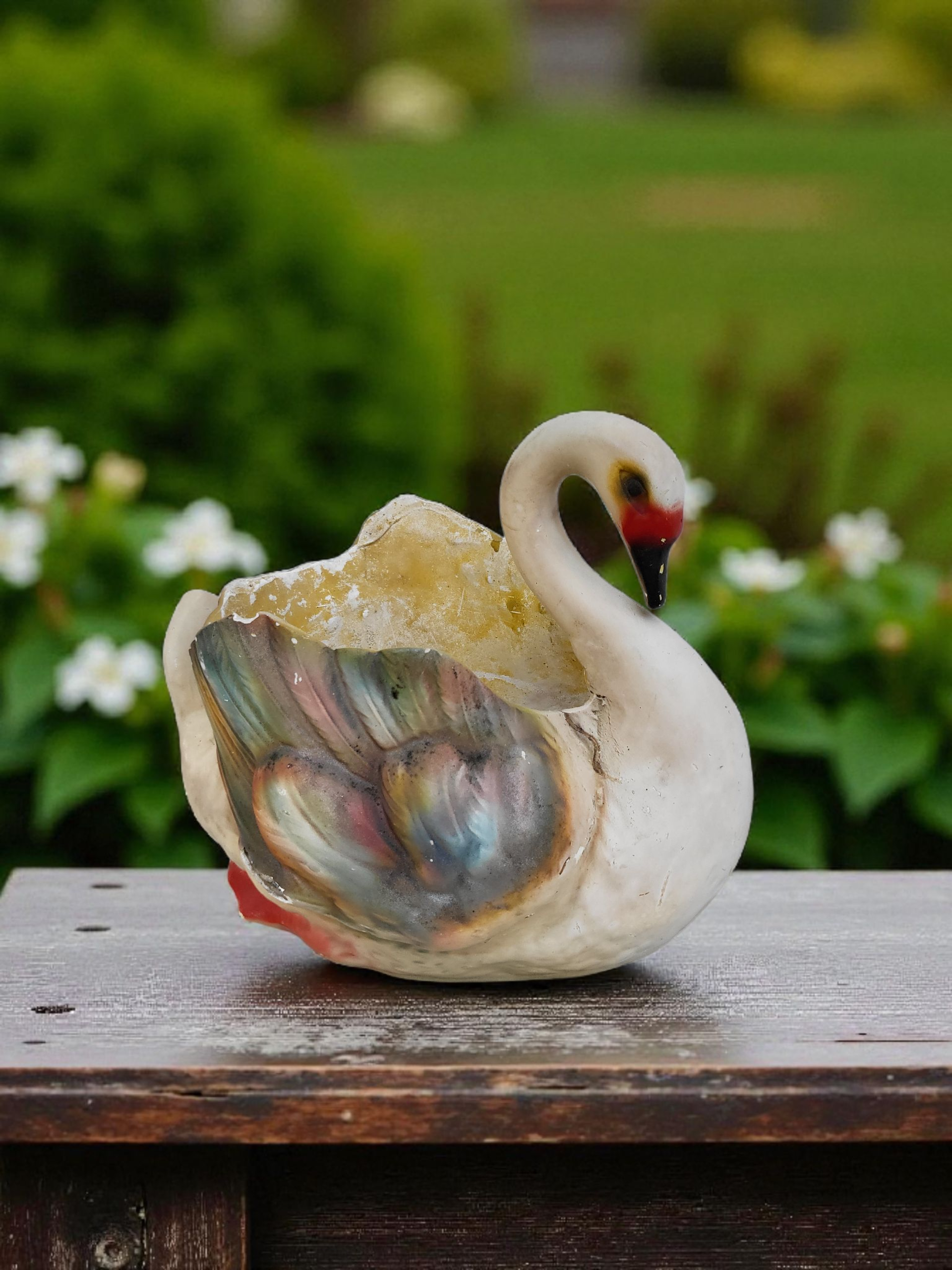 Large Mid-Century Swan Planter – Iridescent Pastel Chalkware | Saint Atlas